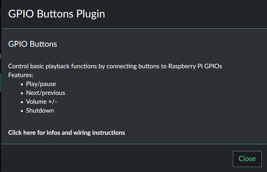 Volumio2 Plugin GPIO制御